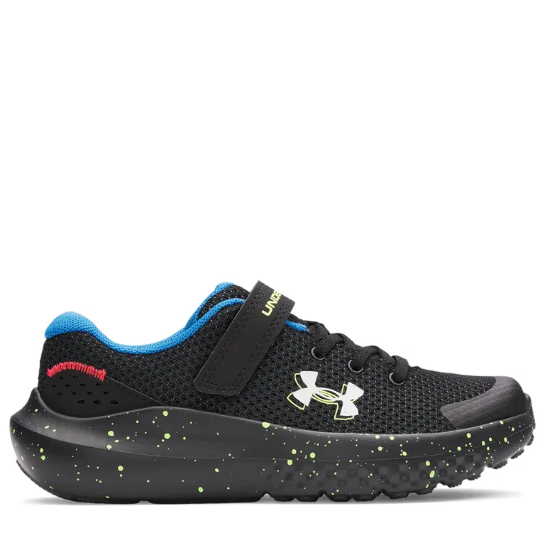 Tenis Under Armour Surge 4 Ac Niño Con Velcro Negros Under Armour