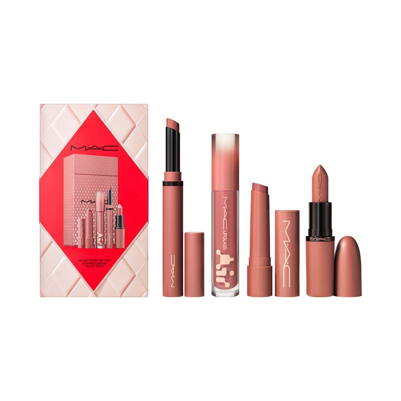 Set Labiales larga duración Totally Teddy Lip Kit Mac Cosmetics incluye ...