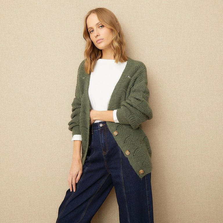 Cardigan Mujer Tejido Oversize University Club UNIVERSITY CLUB ...