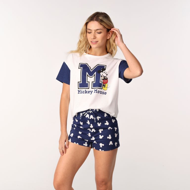 Pijama completa con short para Mujer Manga corta de Algodón Disney ...