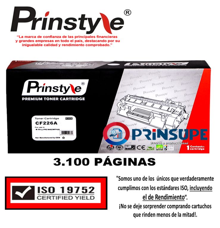 TONER PRINSTYLE 26A CF226A 3.100 PÁG. ISO RENDIMIENTO 19752 | Sodimac Perú