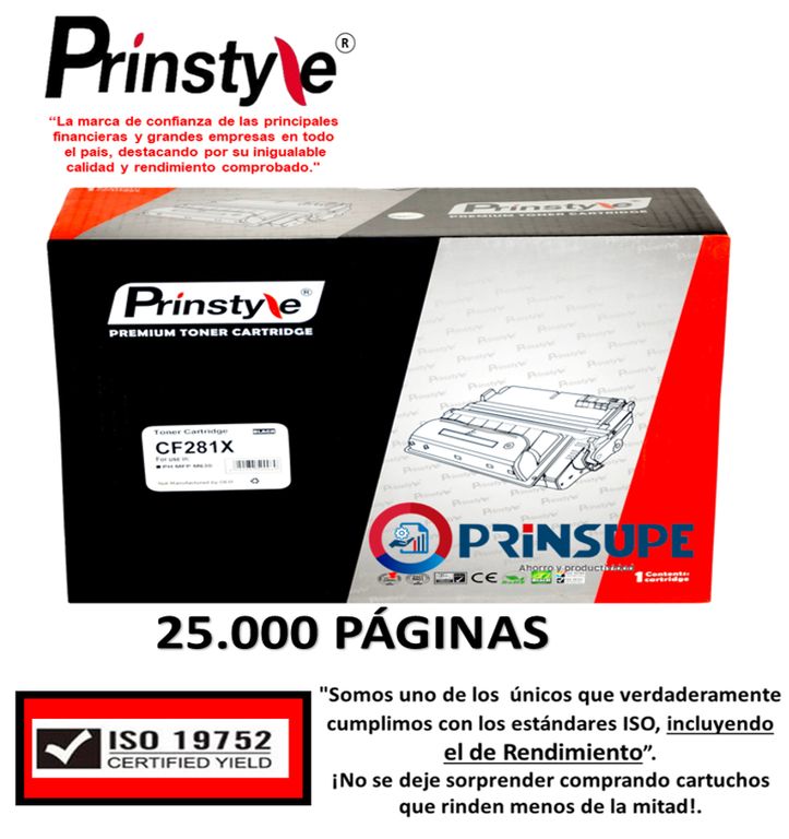 TONER PRINSTYLE 81X CF281X 25.000 PÁG. ISO RENDIMIENTO 19752 | Sodimac Perú