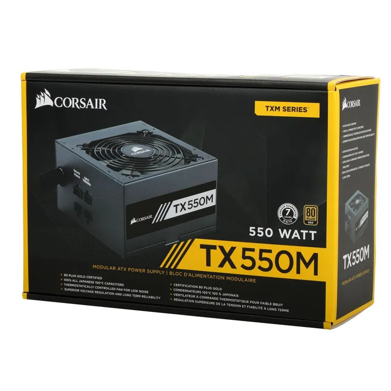 Fuente de Poder 550w CORSAIR TX550M, Semimodular, 80 Plus Gold, ATX- CORSAIR | falabella.com