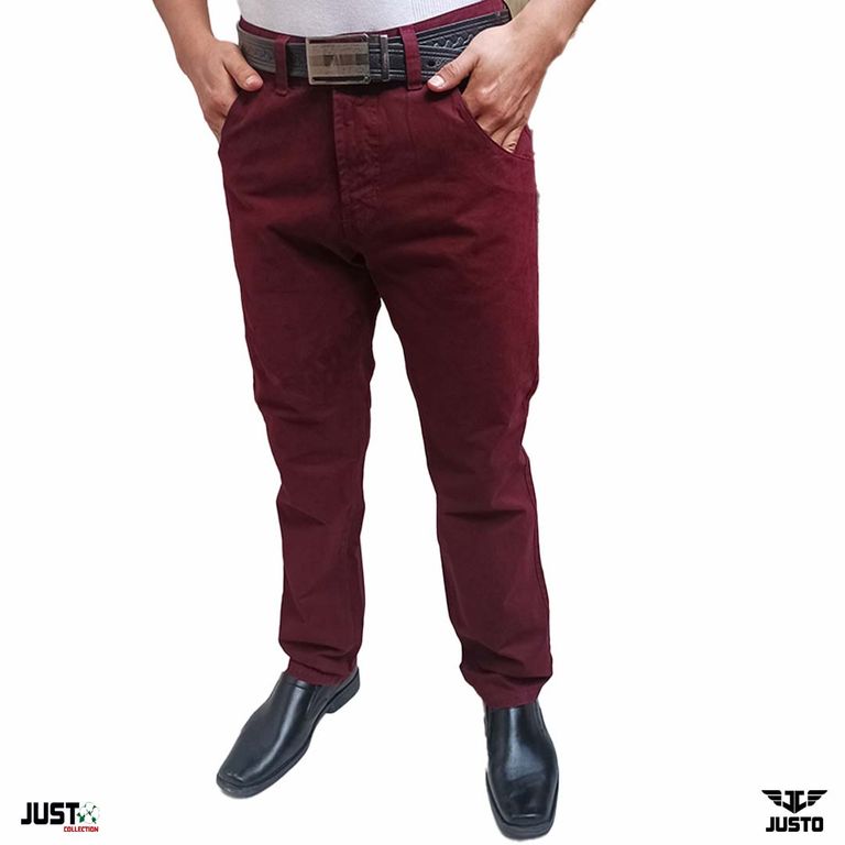 PANTALON DRILL PARA HOMBRE - GUINDA JUST | Falabella Perú