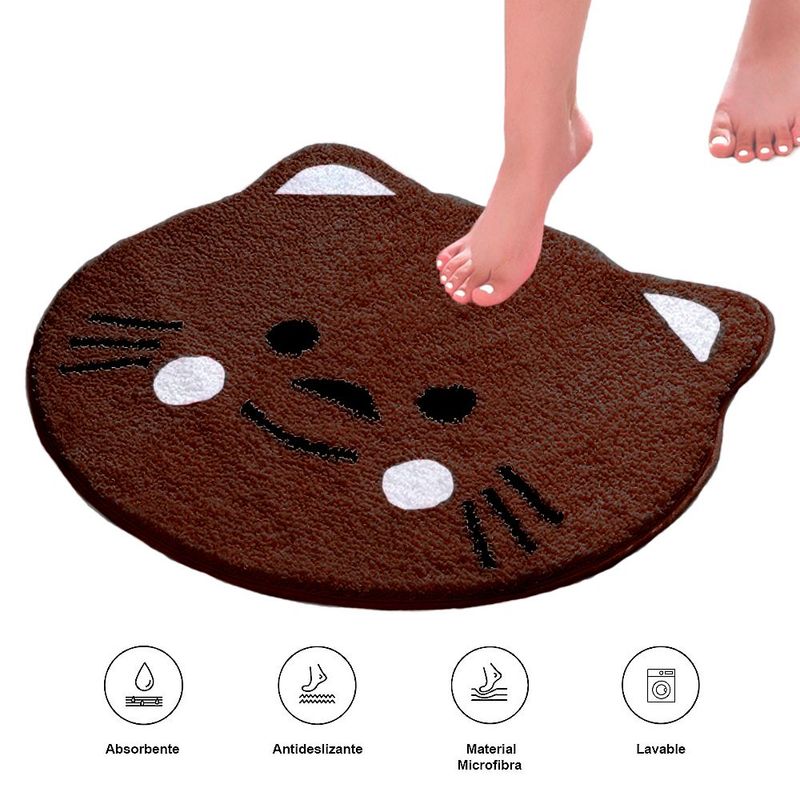 Alfombra Para Piso Absorbente Antideslizante Modelo Gato Marrón ...