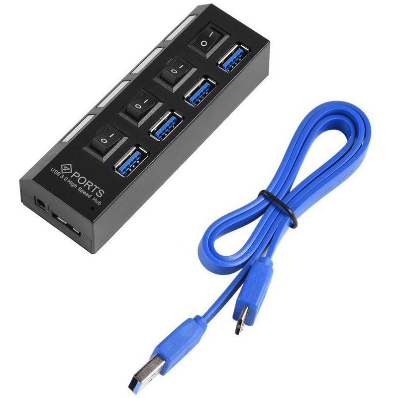 Hub usb 3.0 de 4 puertos velocidad de 5Gbps con interruptor indv negro GENERICO | falabella.com