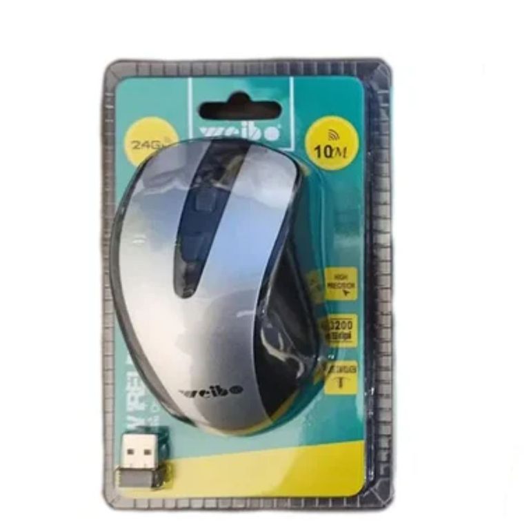 Mouse Óptico Inalámbrico Usb Weibo 2.4 Ghz Wireless - Negro con plata ...