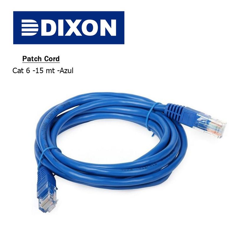 Cable de Red Patch Cord Dixon Cat 6 Certificado 15 MT Azul DIXON ...