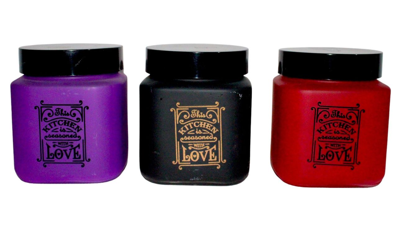 Set 3 Frascos de Vidrio decorado KITCHEN LOVE 600 gr c/u - Herevin ...