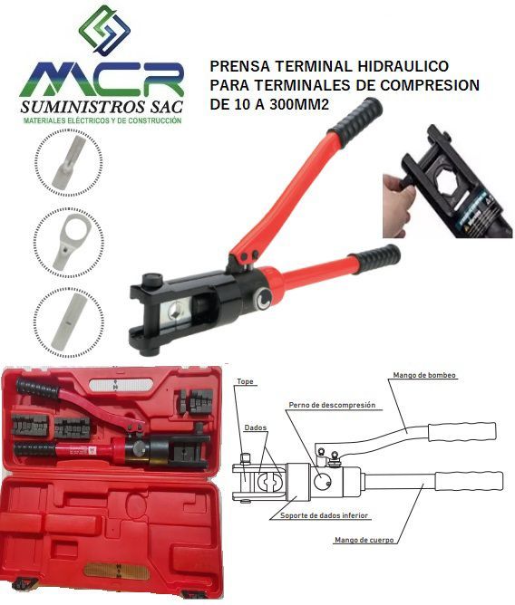 PRENSA TERMINAL HIDRAULICO PARA TERMINAL DE COMPRESION 10 A 300MM2 ...