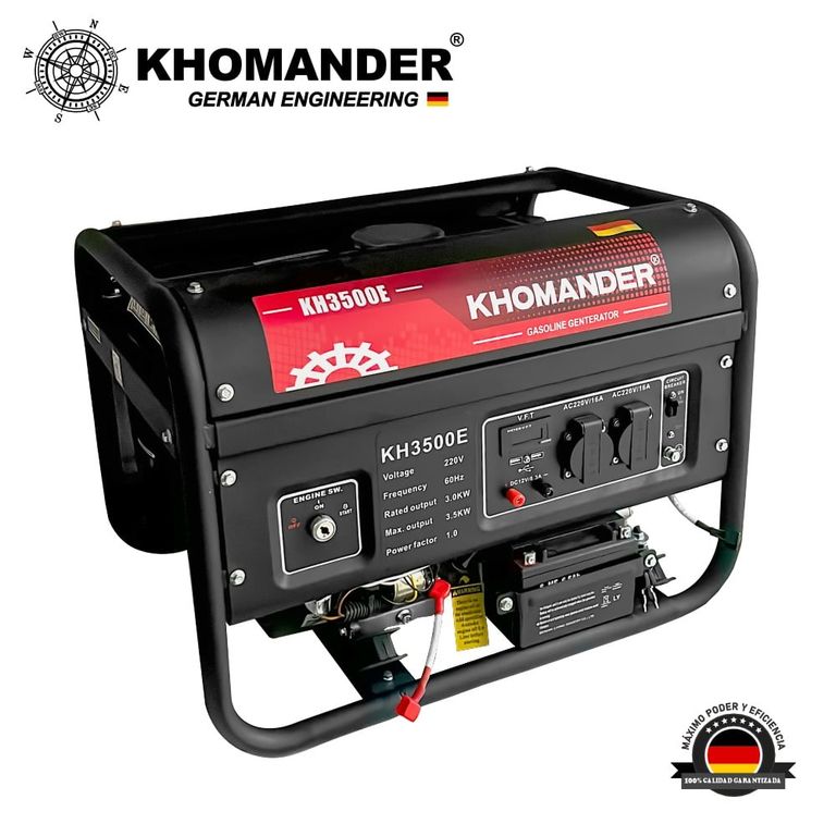 GENERADOR GASOLINERO 3500W 220V - KHOMANDER - A. ELECTRICO Y MAN ...