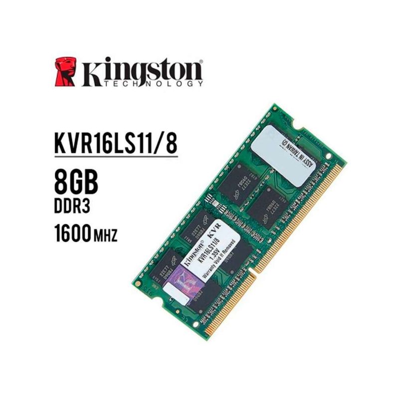 Memoria RAM Kingston 8GB DDR3 SODIMM 1600 Mhz Cl11 KVR16LS11/8WP KINGSTON | falabella.com