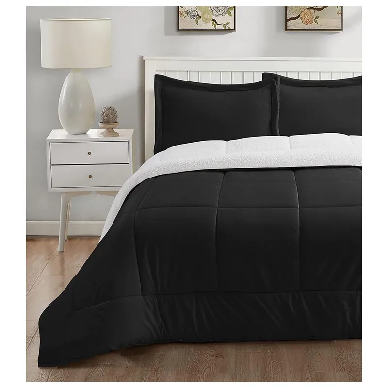 Edredón Sherpa Negro 1.5 PLAZA TEFI HOME | falabella.com