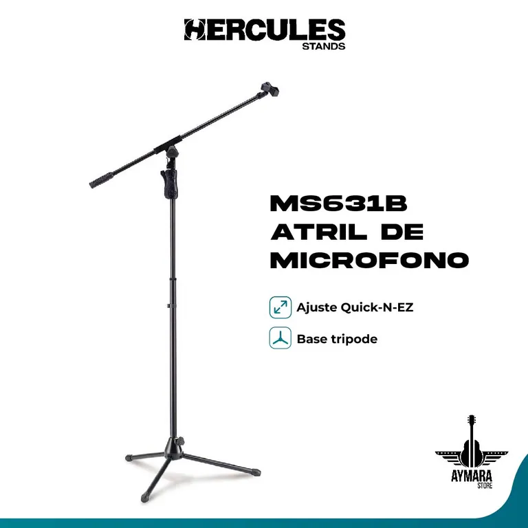 HERCULES MS631B ATRIL DE MICROFONO BASE TRIPODE CLIP HERCULES ...