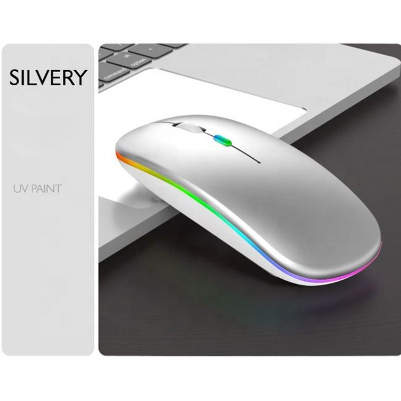 Mouse Inalámbrico con batería Recargable Con Luces LED Gris GENERICO ...