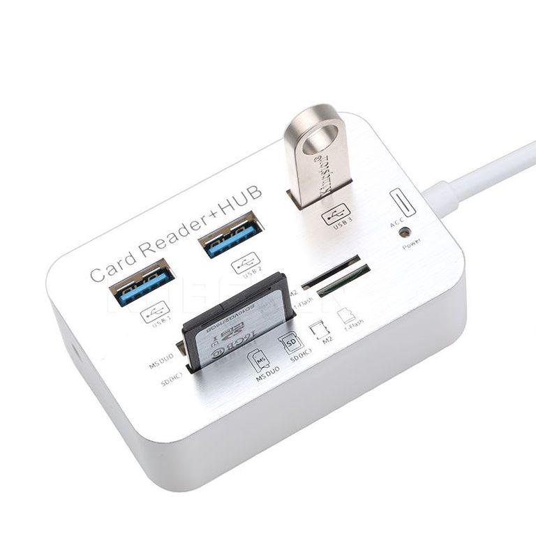 Lector de Tarjeta SD + HUB USB 3 Puertos 2.0 Combo 7 en 1 GENERICO ...