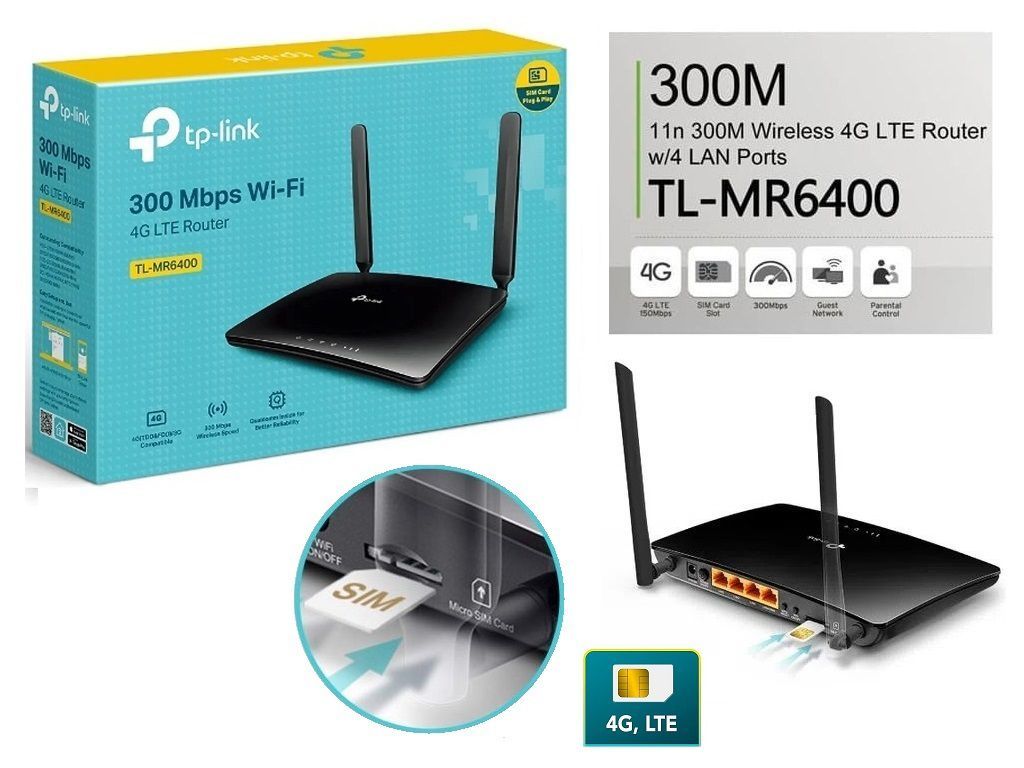 Router 4G Lte Tp-link Wifi Inalámbrico 300mbps TL-MR6400 SIM Card TP ...