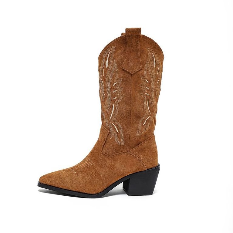 Botas bordadas occidentales para mujer - Marrón BLWOENS | falabella.com