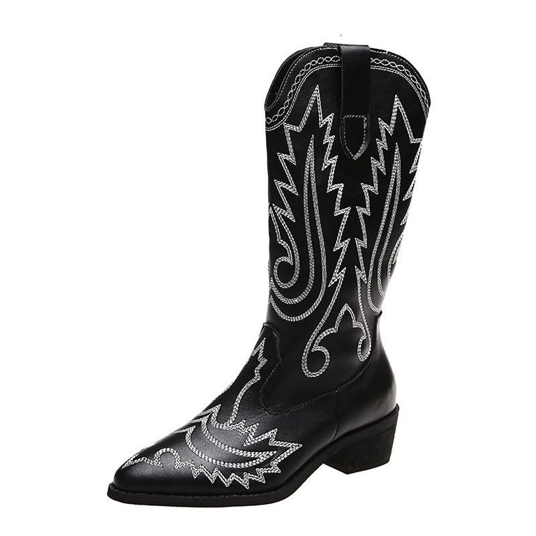 Botas bordadas occidentales para mujer - Negro BLWOENS | falabella.com