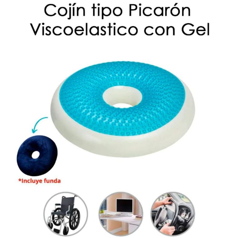 Cojín Picarón Viscoelastico con Gel y Funda Alivia Dolor Hemorroides ...