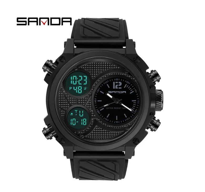 RELOJ HOMBRE SANDA - MULTIFUNCIONAL NEGRO 3002 SANDA | Falabella Perú