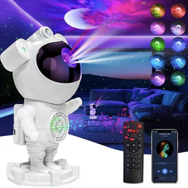 Lampara Proyector Astronauta De Galaxia y Nebulosa Bluetooth CAFINI ...