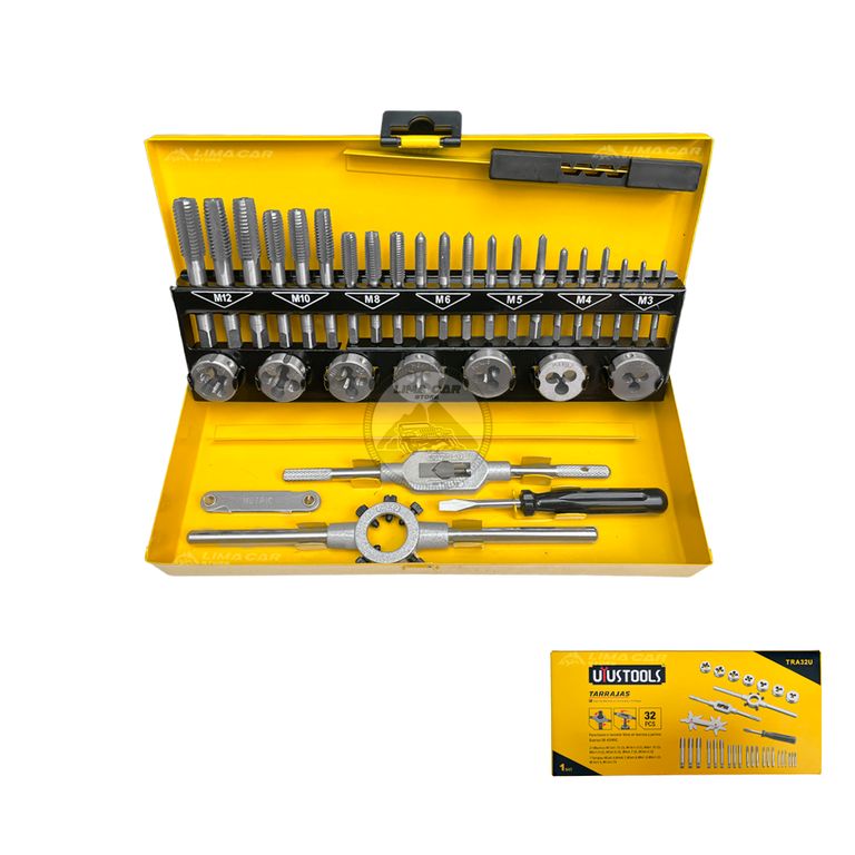 Set completo 32 piezas machuelos tarrajas M3- M12 Uyustools acero UYUSTOOLS | falabella.com
