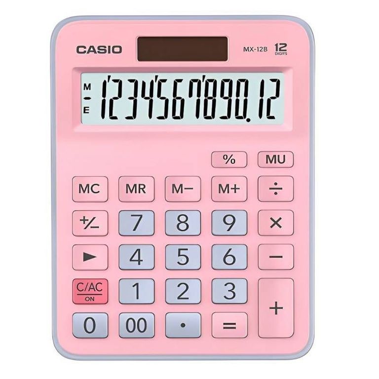 Calculadora CASIO MX-12B Edición Bicolor Rosado Celeste GENERICO ...