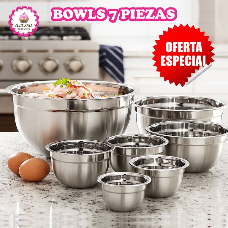 Bowls Salad Bowl Acero Inoxidable Set X 7 Unidades | Sodimac Perú