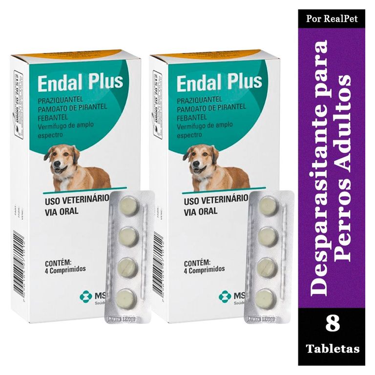 Pack x2 Desparasitante Perros Endal Plus x 8 Tabletas | Sodimac Perú