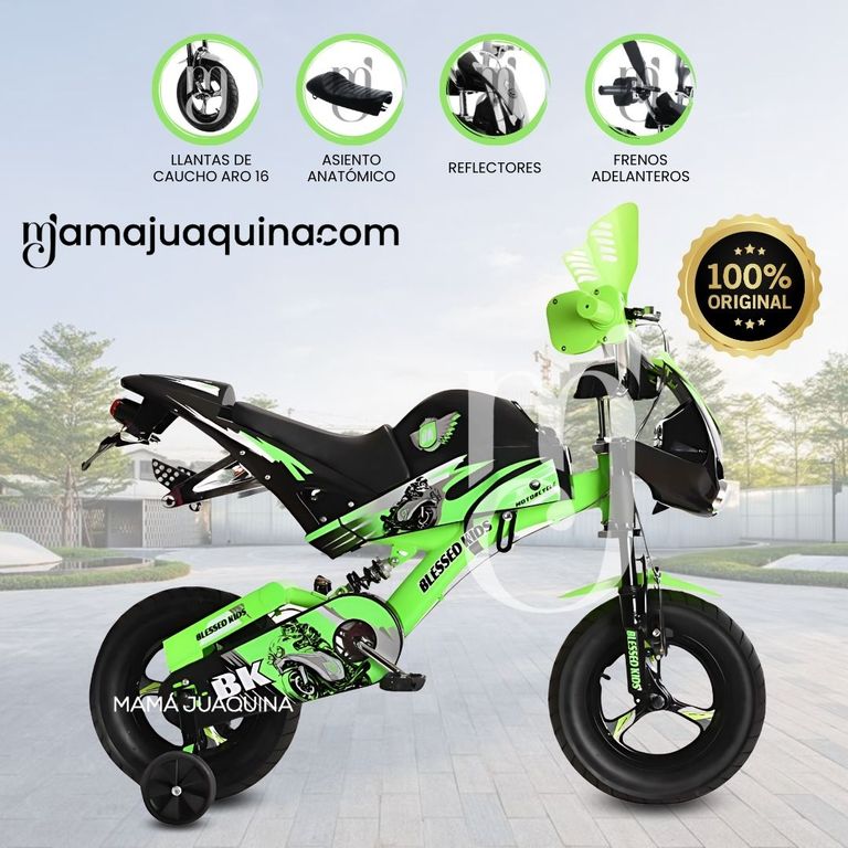 Bici Moto Para Niño Aro 16 «FURIOUS MONSTER II» Green KINGDOM ...