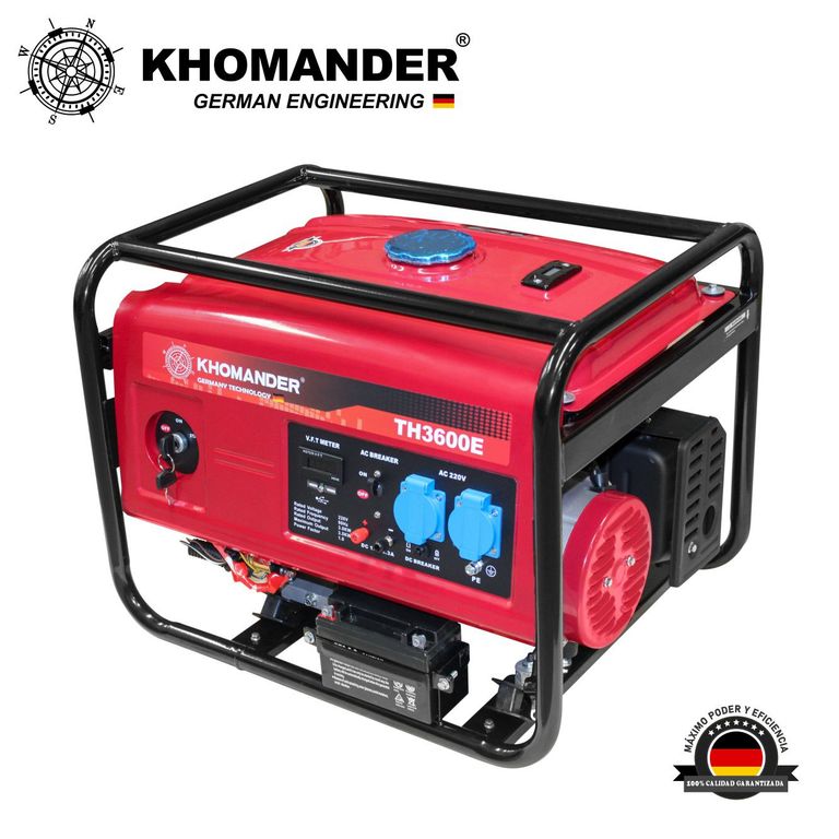 GENERADOR GASOLINERO 3500W ROJO - KHOMANDER - A ELECTRICO Y MAN ...