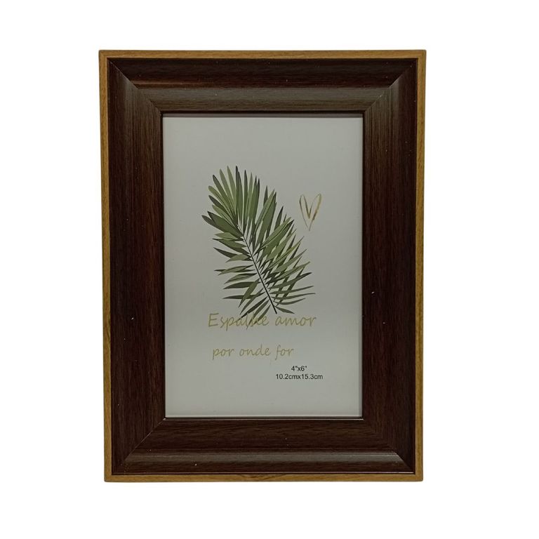 Marco color marrón con borde madera para fotos en tamaño jumbo ó 10x15 ...