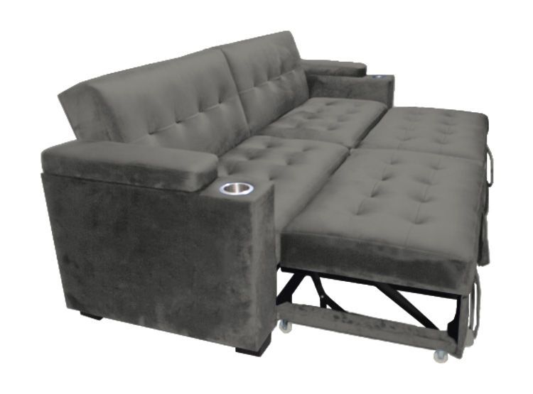 Sofa Cama Madison con Portavaso y almacenamiento King - Gris Oscuro | Sodimac Perú