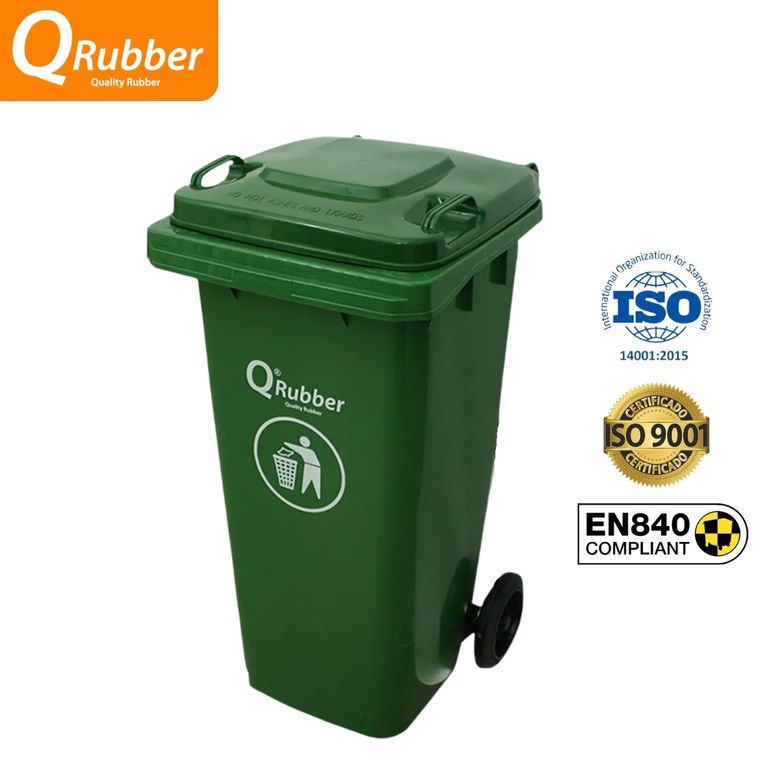 Tacho de plástico de 120 litros verde QRubber QRUBBER | Falabella Perú