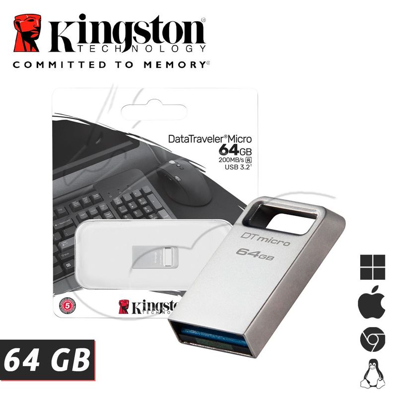 Memoria Usb Kingston Datatraveler Flash 64 Gb Ultrapequeño KINGSTON ...