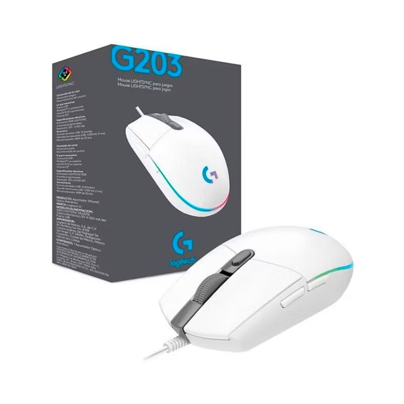 MOUSE GAMING LOGITECH G203 LIGHTSYNC RGB USB P/N: 910-005791 LOGITECH ...