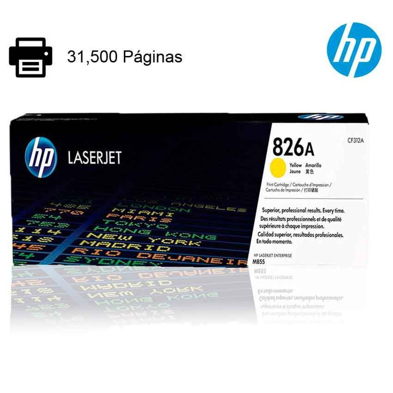 Tóner HP CF312A 826A Yellow para LaserJet M855DN - Original HP ...