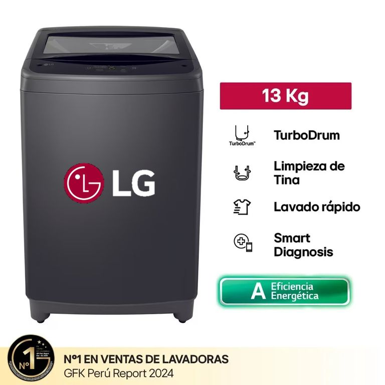 Lavadora LG 13 KG Smart Inverter WT13BVTB Negro LG | Falabella Perú
