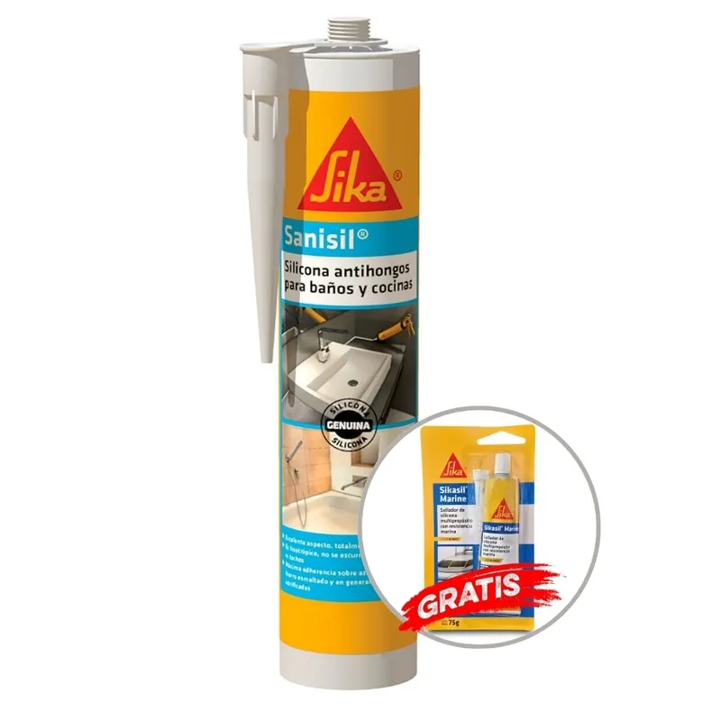 Silicona Antihongo para baños y cocinas Sika Sanisil® Blanco 280ml SIKA | falabella.com