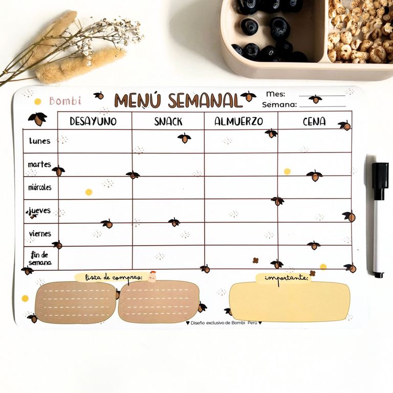 Planner Imantado Menu Semanal Lemon Bombi | Sodimac Perú