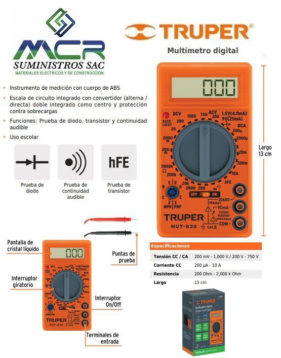 Multímetro Digital Multitester Truper TRUPER | falabella.com