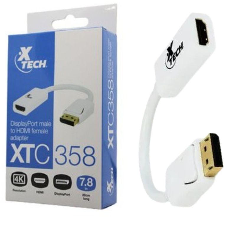 ADAPTADOR XTECH XTC-358 DISPLAY PORT MACHO A HDMI HEMBRA 20CM XTECH | falabella.com
