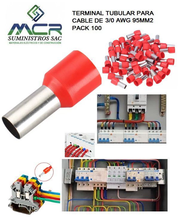 TERMINAL TUBULAR O CONECTOR PARA CABLES DE 3-0 AWG 95MM2 PACK100UND ...