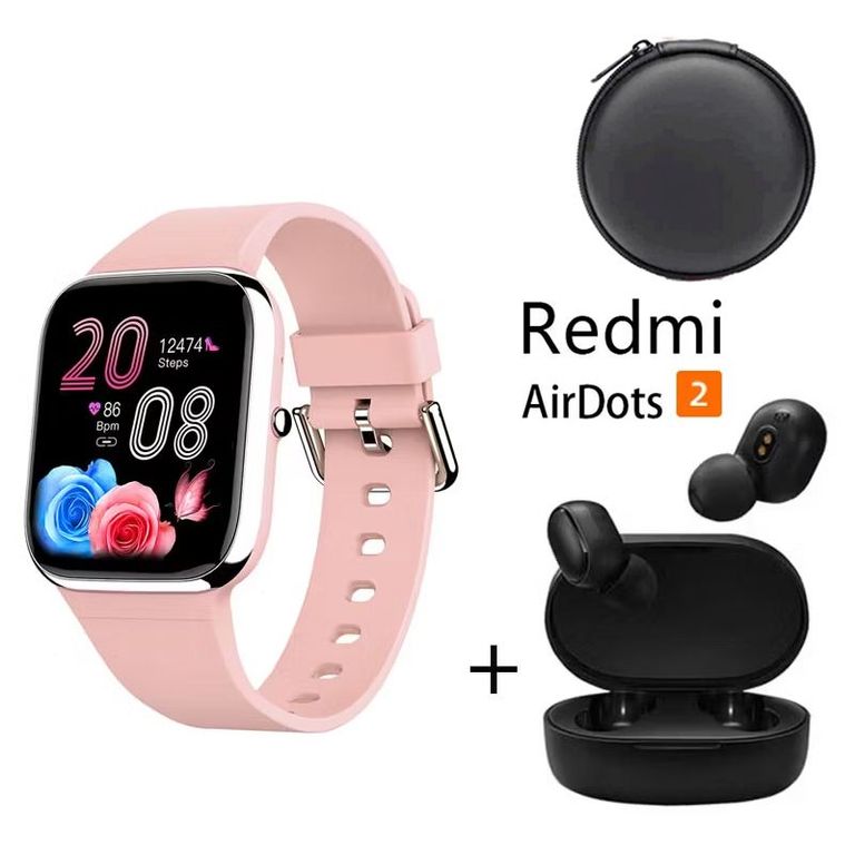 Y9PRO reloj inteligente Rosado y Audifonos Redmi AirDots 2 y Estuche ...