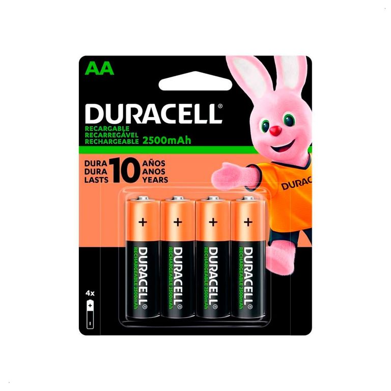 Pilas recargables Duracell Blister 4 und AA Capacidad 2500 mAh DURACELL ...
