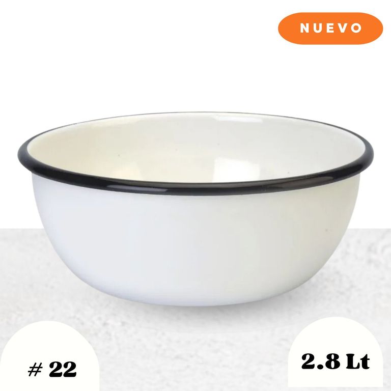 Tazón Acero Vitrificado Blanco N°22 | Sodimac Falabella