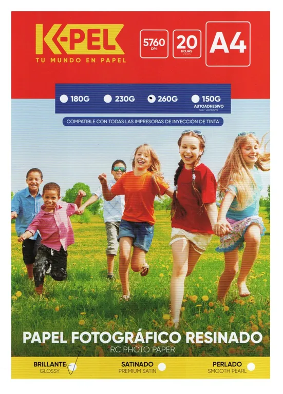K-PEL Papel Foto Brillante Doble Lado 260g X 20 hojas A4 GENERICO ...