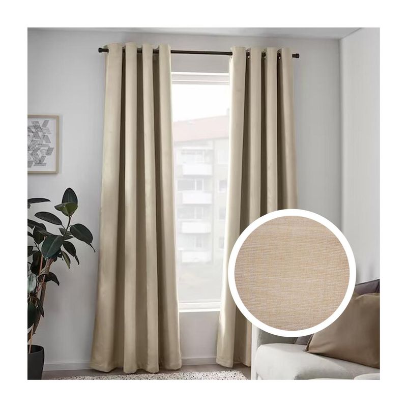 Cortina Blackout 100% Lino Textura Térmica Engomada - Crema GENERICO ...