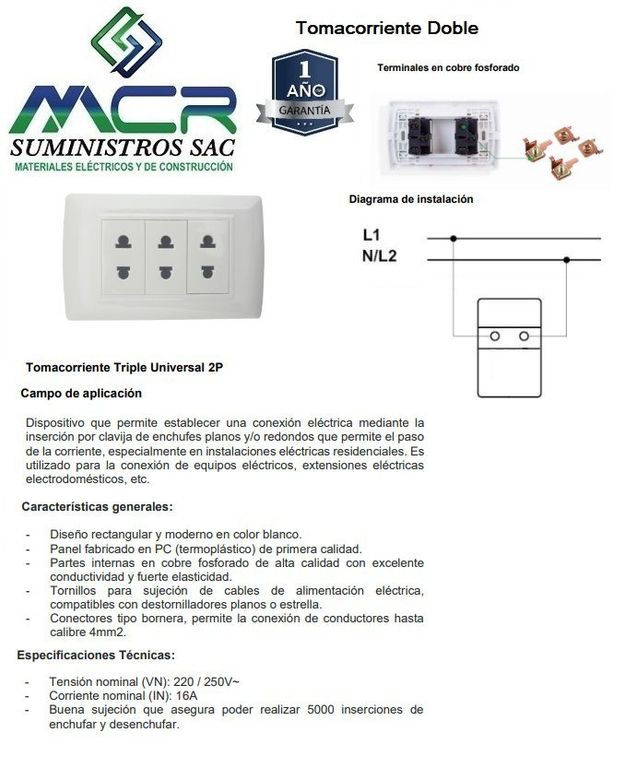 Tomacorriente TRIPLE Universal GENERICO | Falabella Perú
